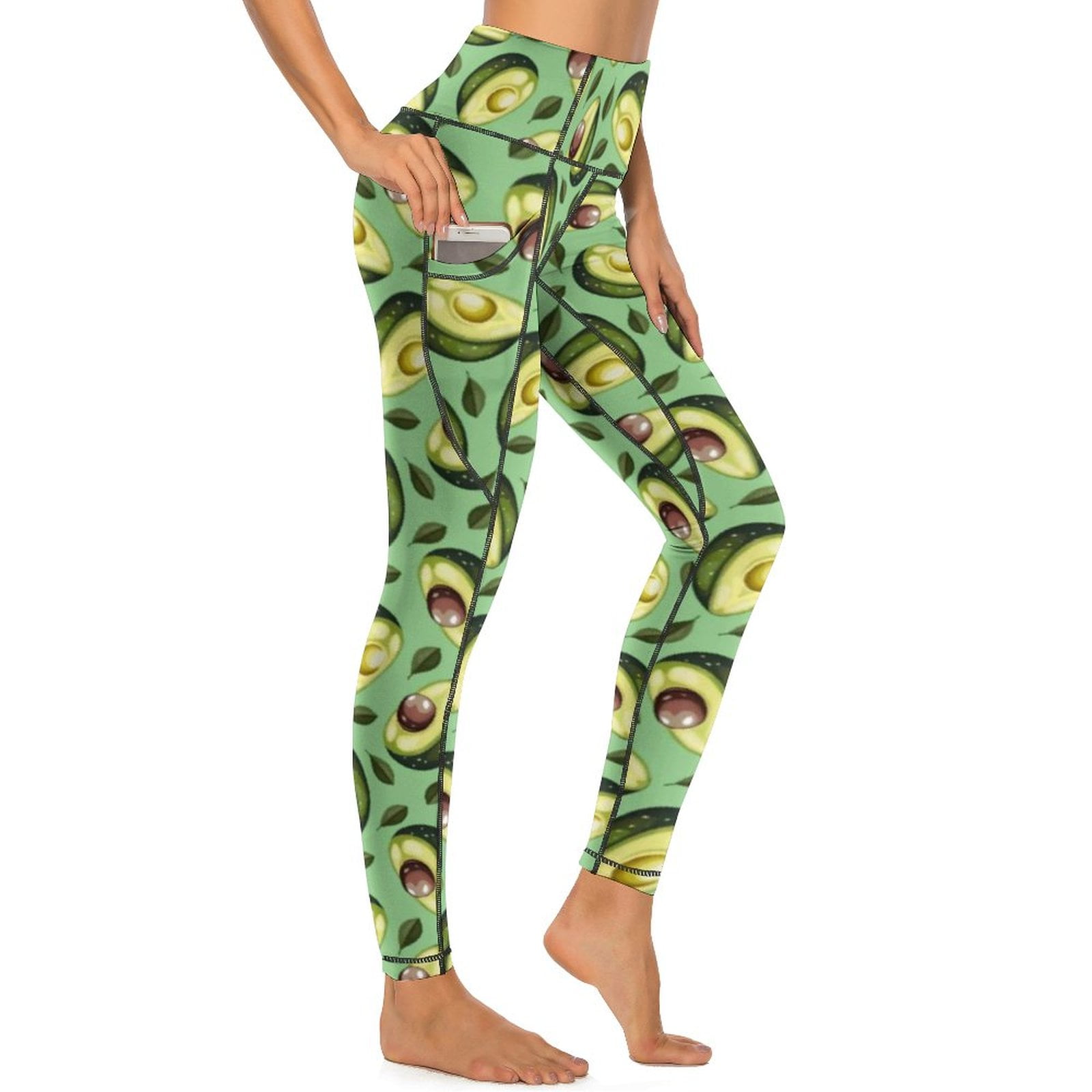 Avocado Love Yoga Pants With Pockets Funny Fruit Print Leggings Sexy ...
