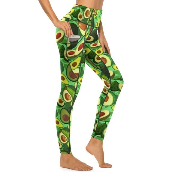 Avocado Love Yoga Pants With Pockets Funny Fruit Print Leggings Sexy ...
