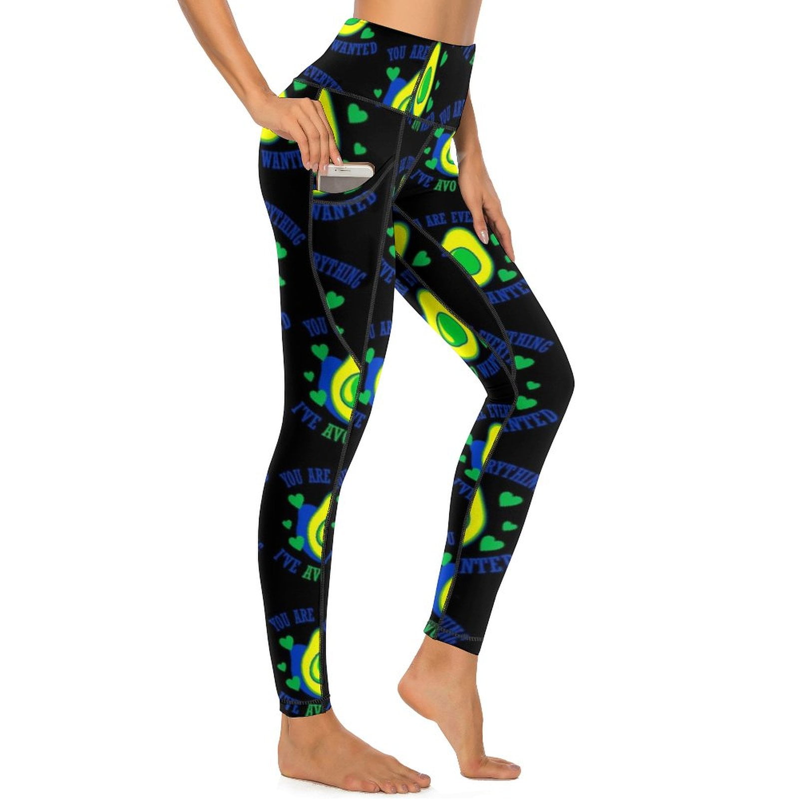 Avocado Love Yoga Pants With Pockets Funny Fruit Print Leggings Sexy ...