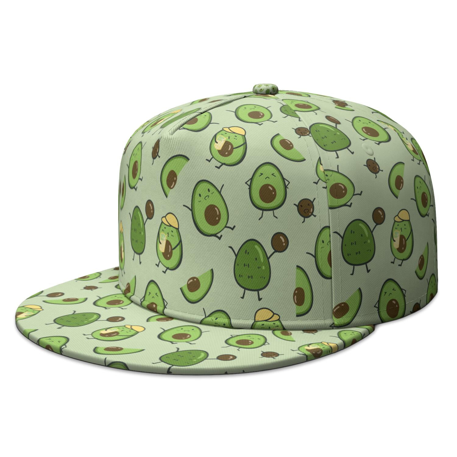 Avocado Lover's Flat Brim Baseball Cap - Kawaii Green Fruit Print ...
