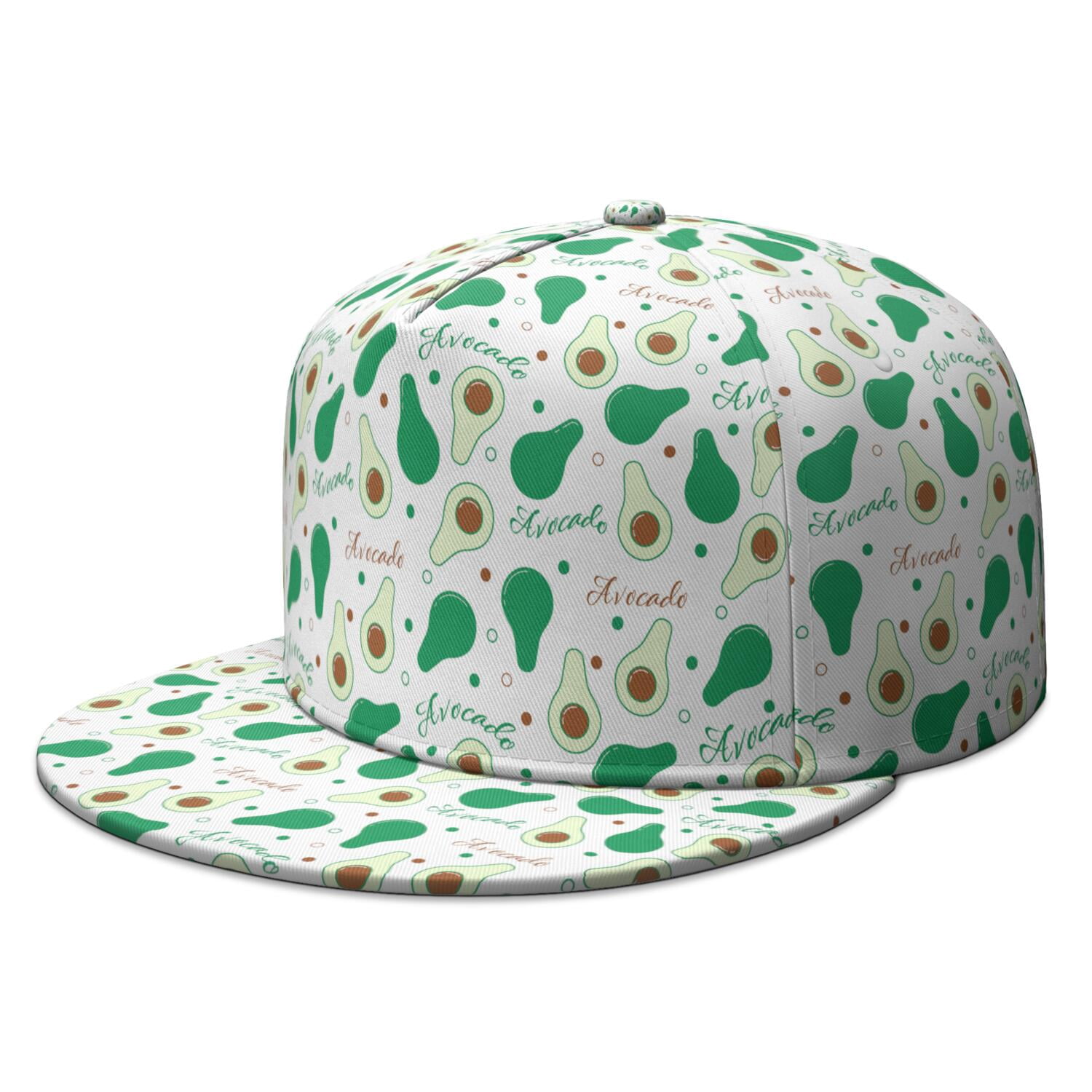 Avocado Lover's Flat Brim Baseball Cap - Kawaii Green Fruit Print ...