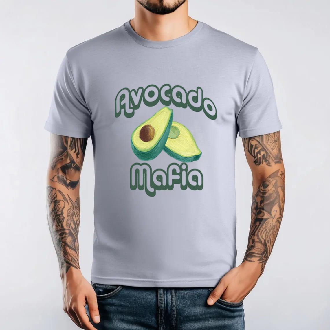 Avocado Mafia Unisex T-shirt with Funny Character and Food Theme, for ...