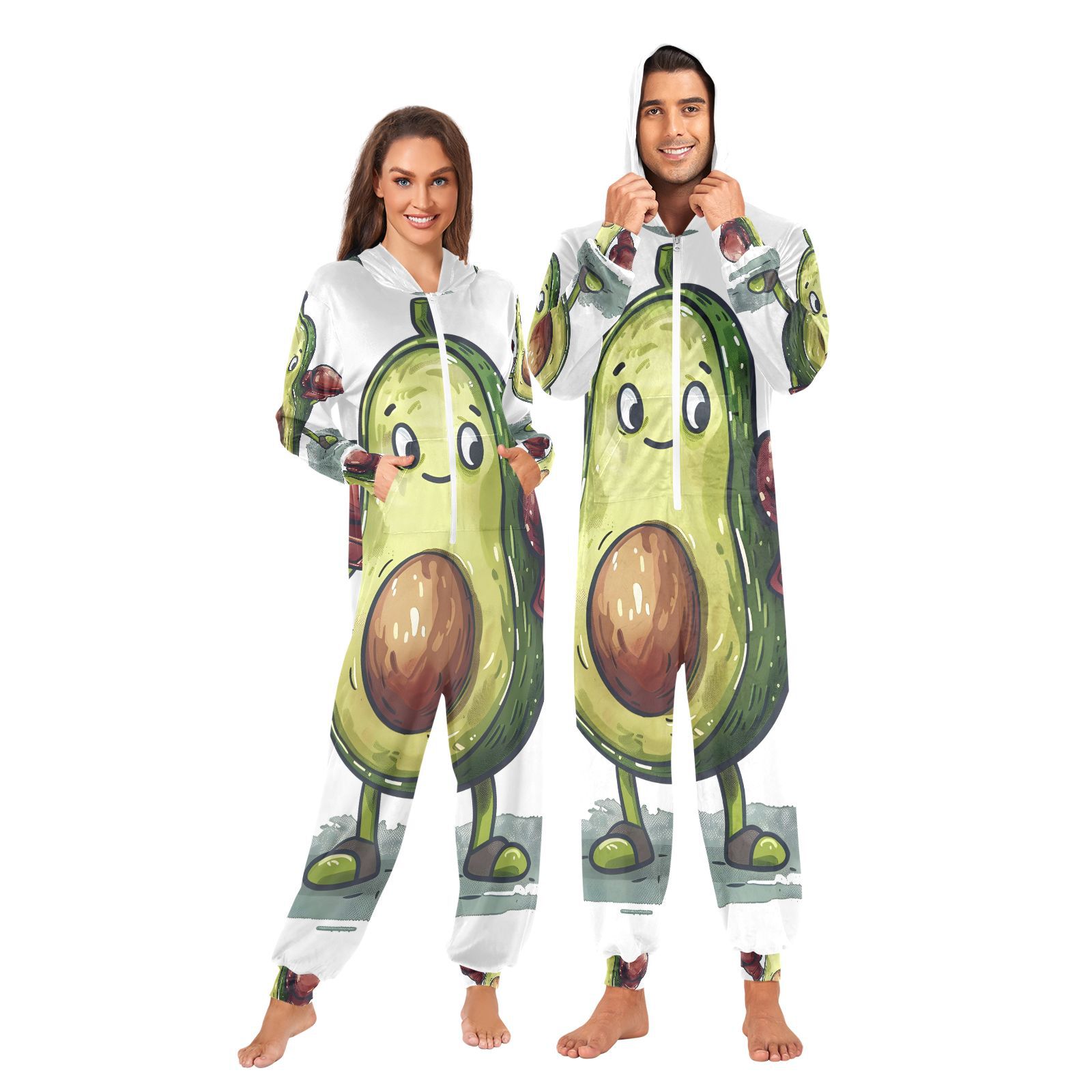 Avocado Mascot Adult Onesie Pajamas Slim Fit Christmas One Piece Suit ...
