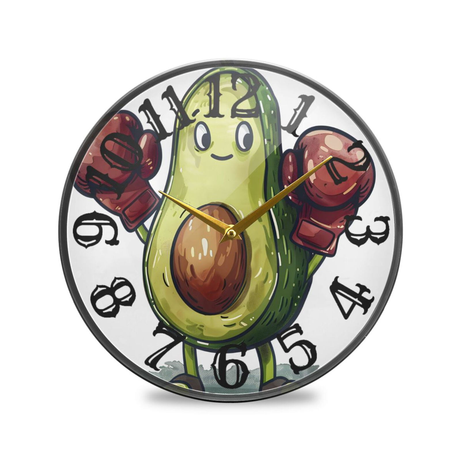 Avocado Mascot Wall Clock 12 Inch Silent Non Ticking Battery Operated ...