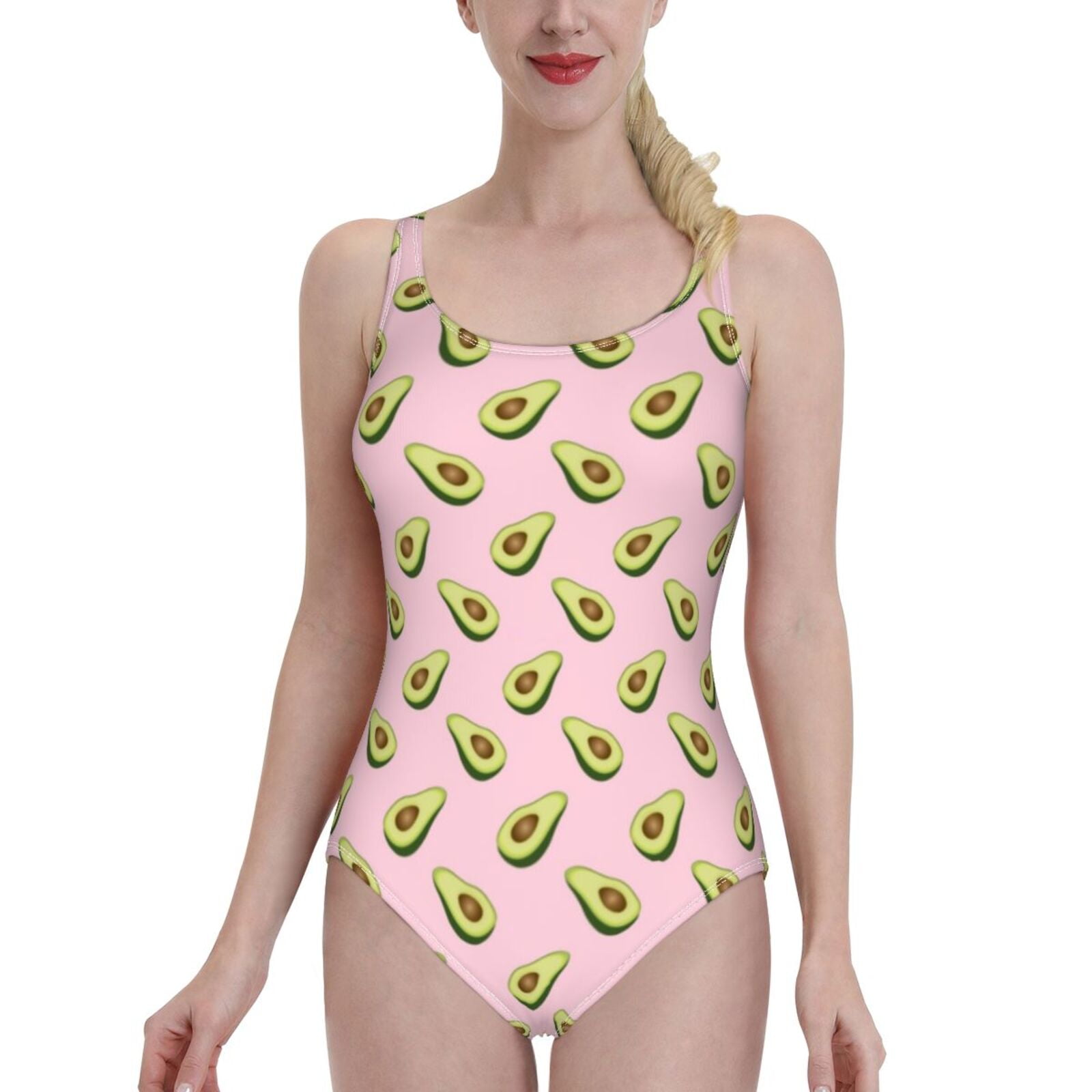 Avocado One Piece Swimsuit Women Ruffle Monokini Shoulder Swimsuit Bathing Suit Swim Wear ...