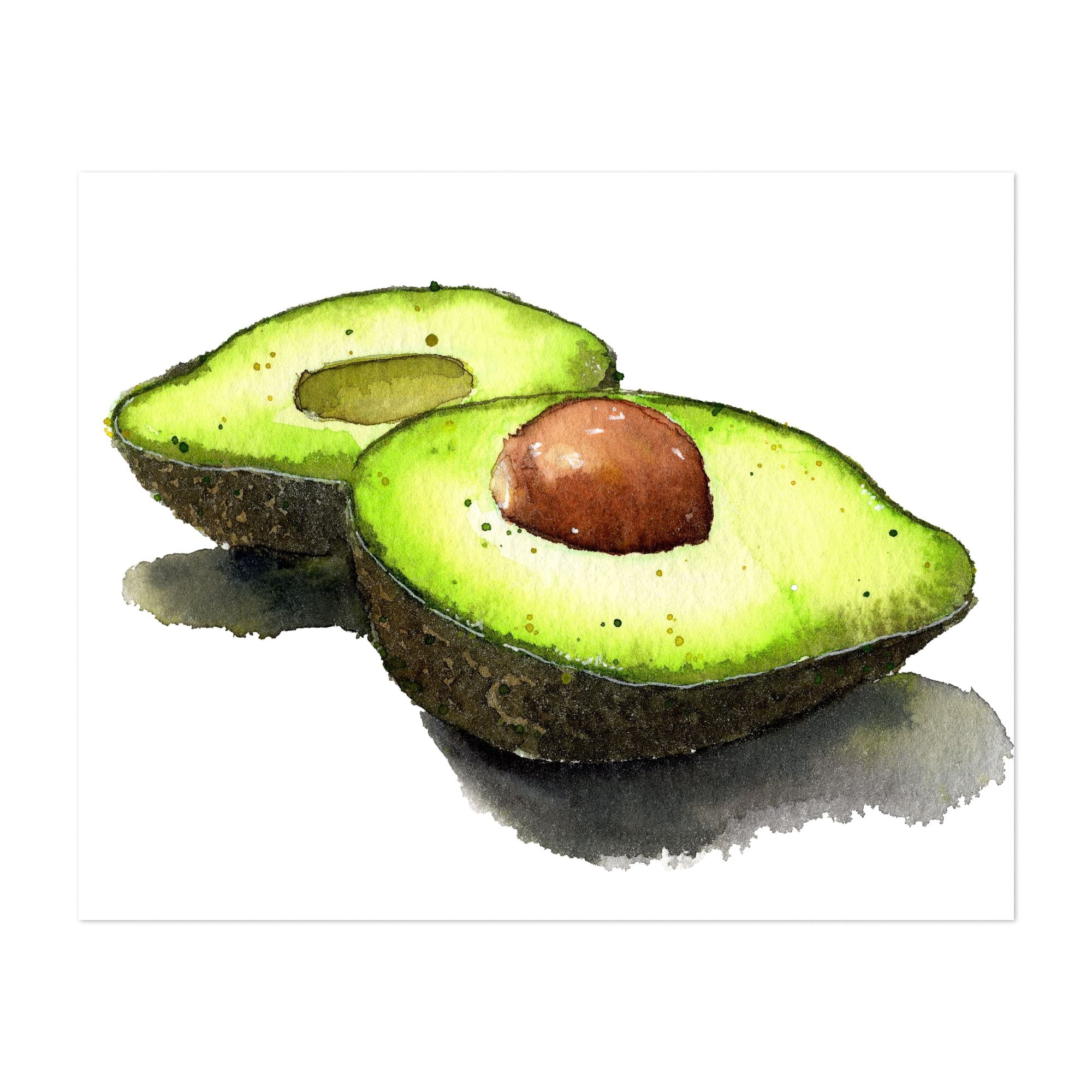 Avocado - Painting Watercolor Fruit Kitchen Decor Illustration ...