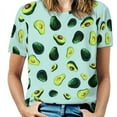 Avocado Pattern 2416 Women Print T Shirt Casual Off Shoulder Loose ...