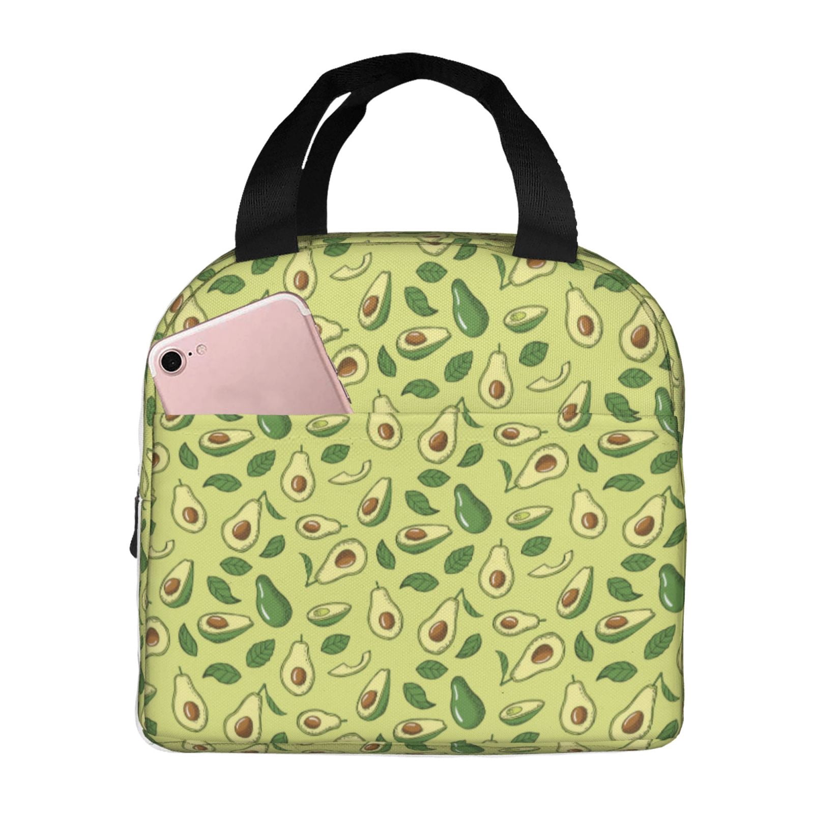 Avocado Pattern Insulated Lunch Bag Portable Cooler Tote Reusable Lunch ...