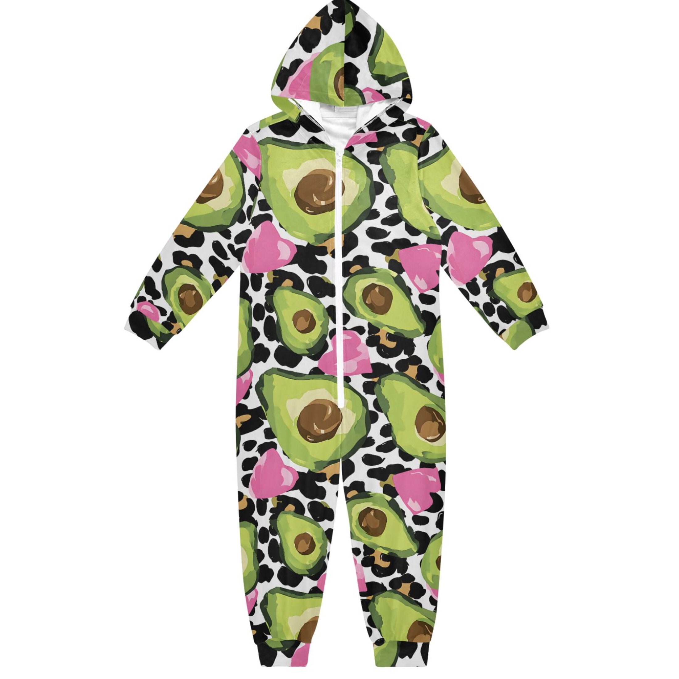 Avocado Pattern One Piece Pajamas Soft Jumpsuit Cozy Sleep and Play ...