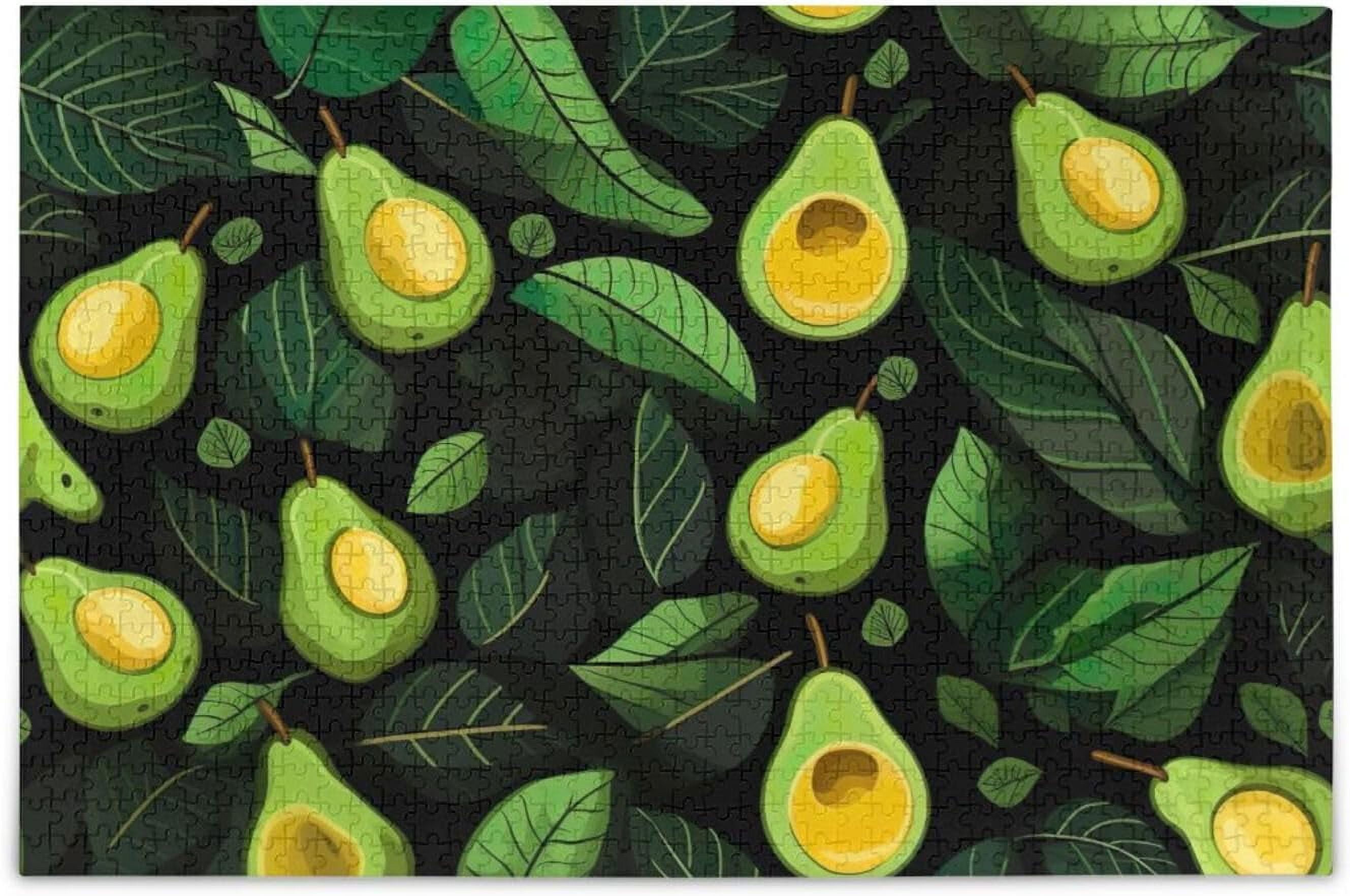 Avocado Pattern Puzzle 1000 Pieces - Wooden Jigsaw Puzzles for Family ...
