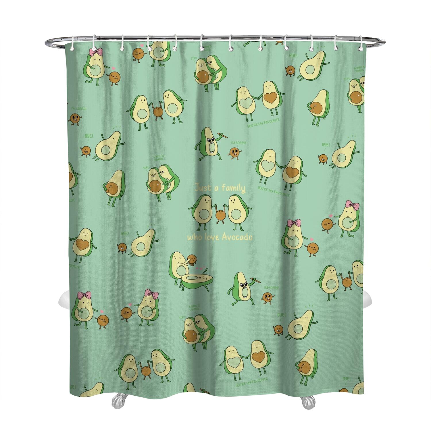 Avocado Pattern Shower Curtain - Green Fruit Art Print, Hotel Style ...