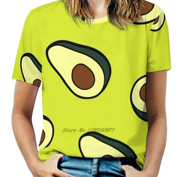 Avocado Pattern Woman Tshirts Printed Tops Zipper V-Neck Top Fashion ...