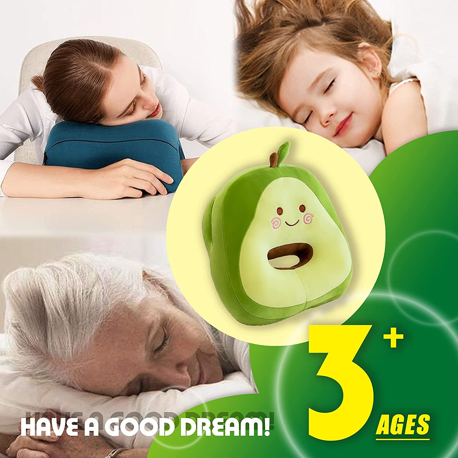 Avocado Plush Stuffed Cute Napping Toy Pillow for Kids Girls, Kawaii ...
