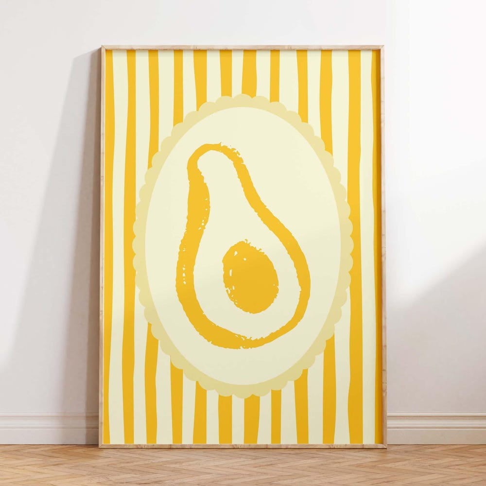 Avocado Print Danish Pastel Kitchen Decor Retro Fruit Poster Maximalist ...