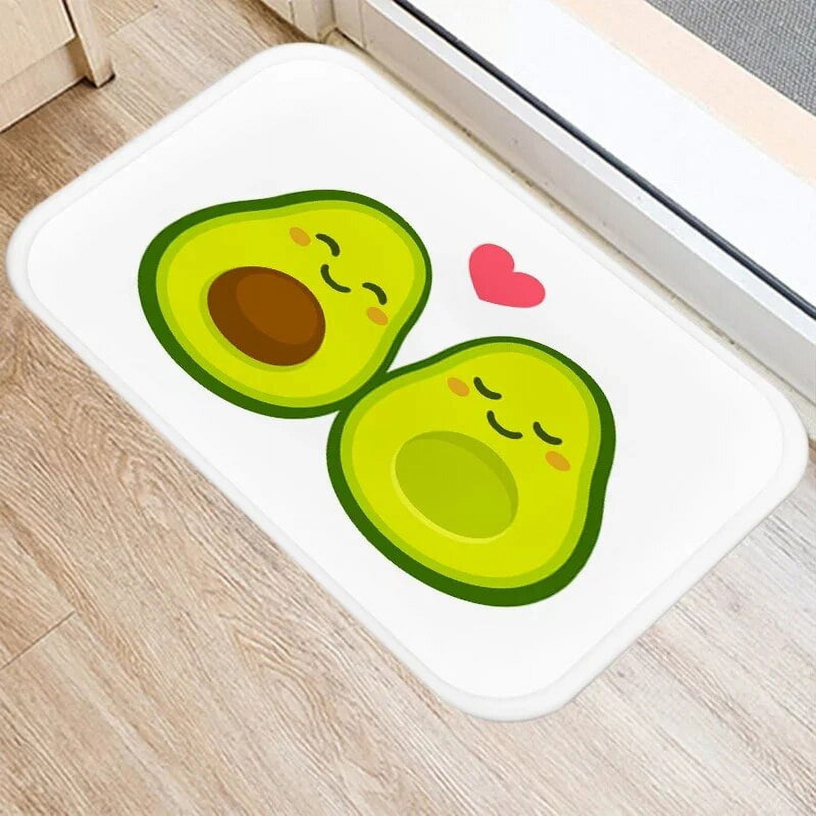 Avocado Printed Pattern Kitchen Entrance Door Mat Coral Velvet Carpet ...