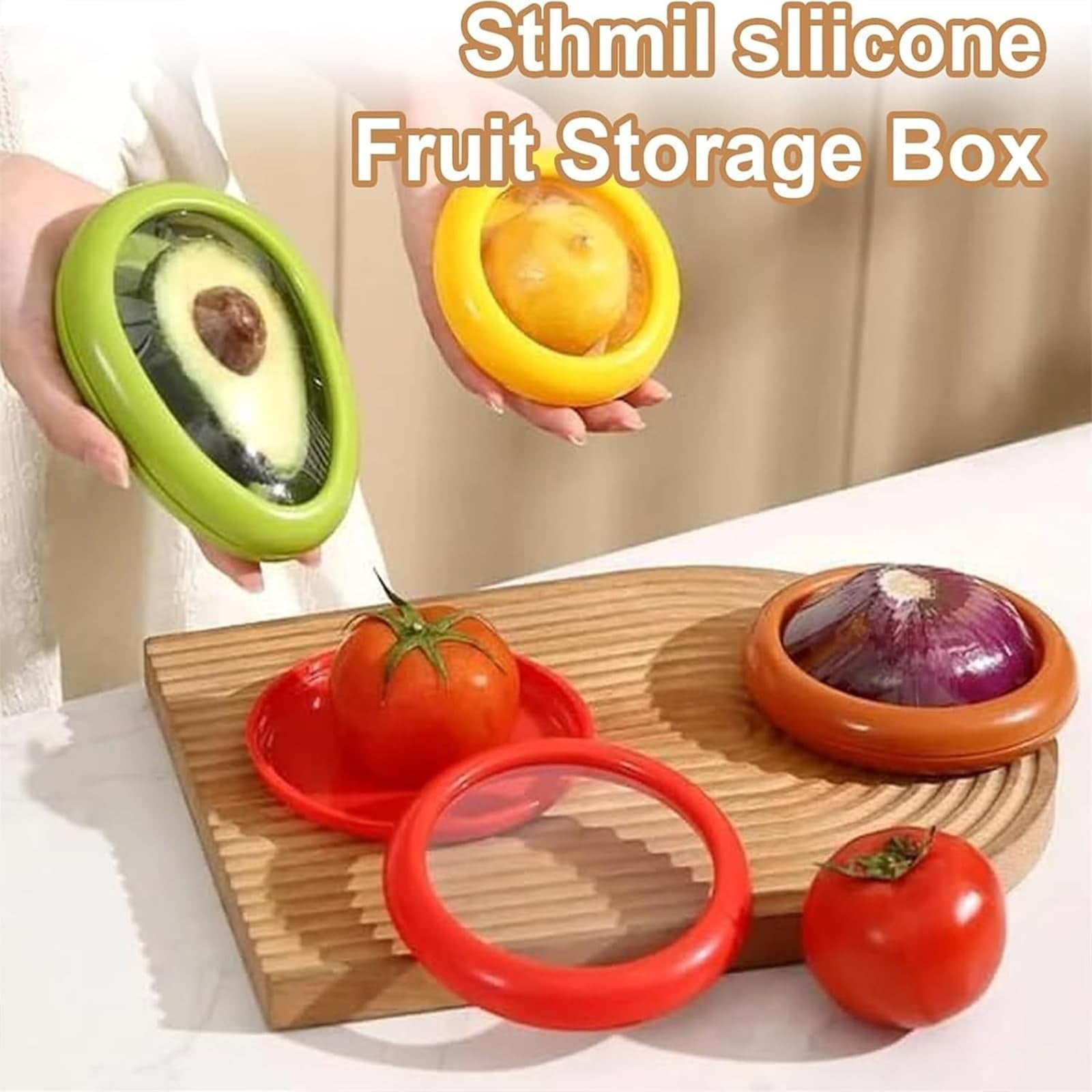 Avocado Saver, 4 pieces of Silicone Fruit Storage Box, Fruit Storage ...