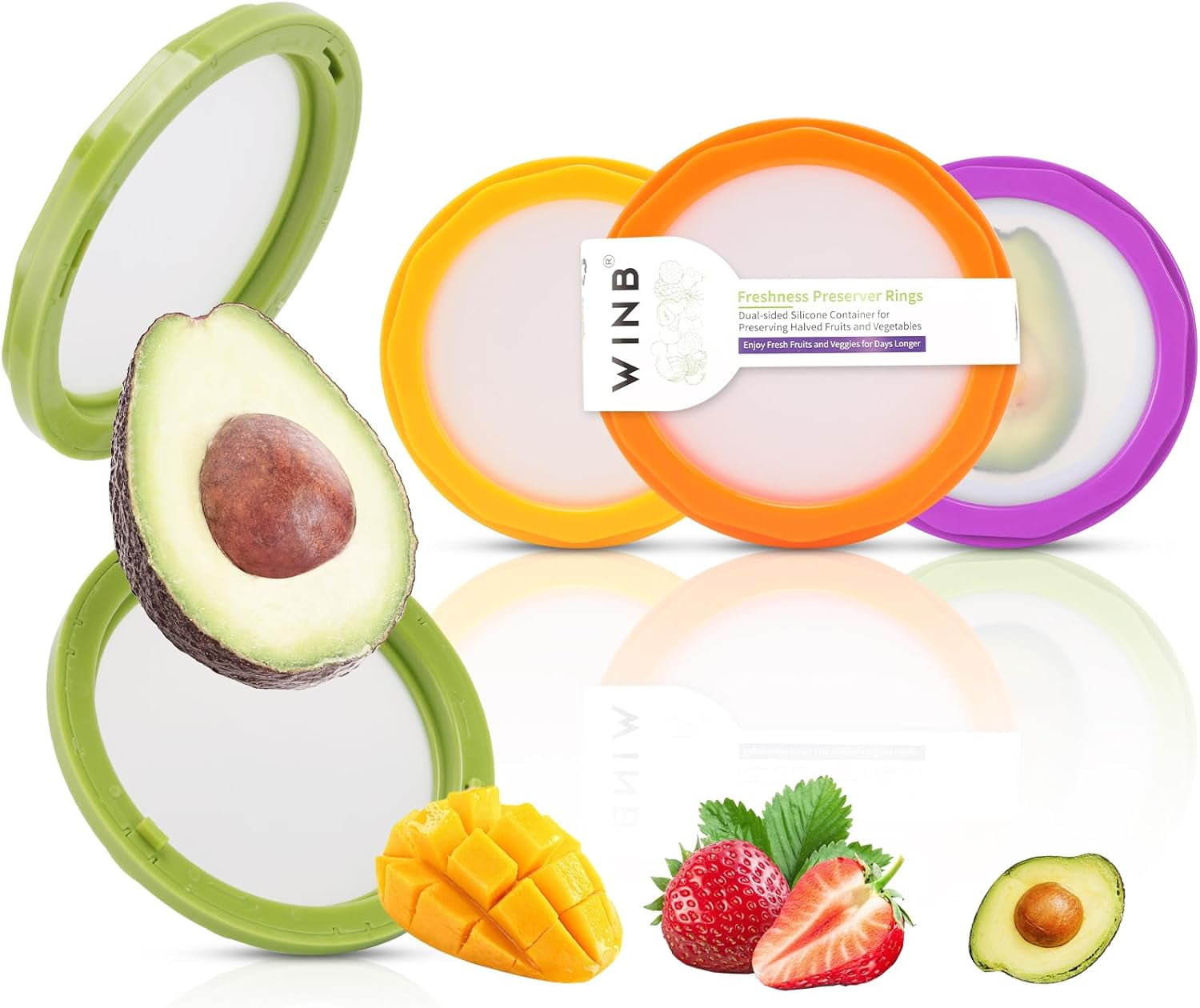 Avocado Saver & Onion Storage Set of 4 Reusable Fruit and Veggie Savers ...
