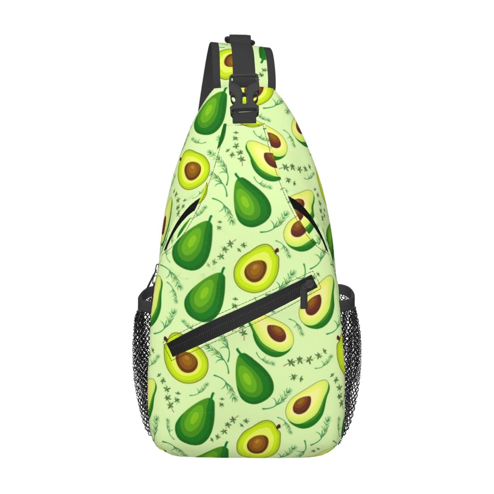 Avocado Slice Fresh Fruit Leaf Sling Bag Crossbody Chest Backpack For ...
