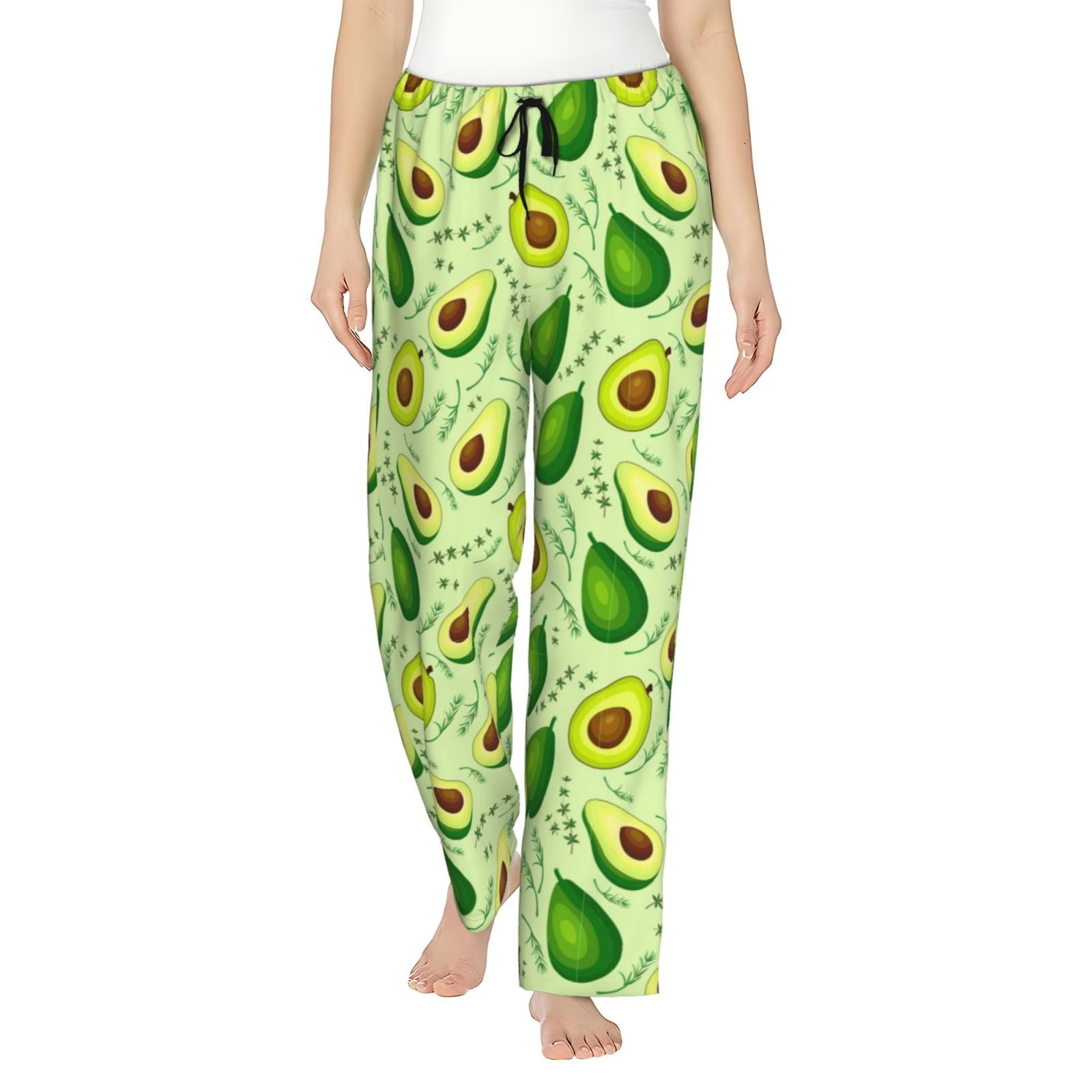 Avocado Slice Fresh Fruit Leaf Women'S Comfy Pajama Pants With Pockets ...