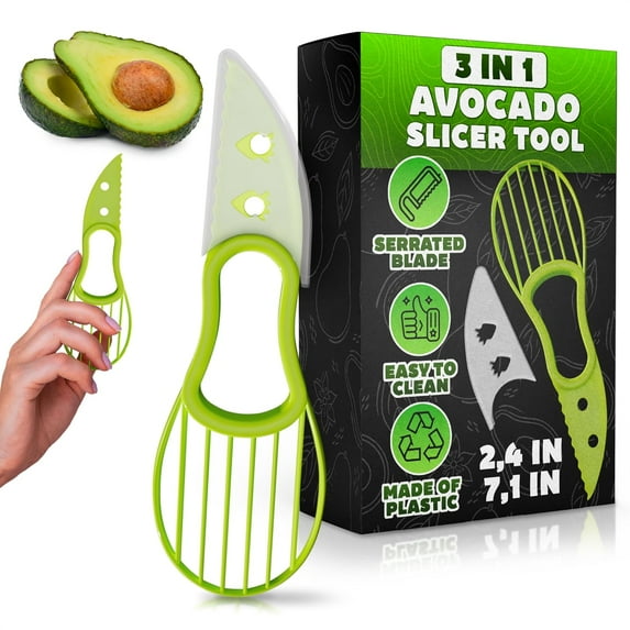 Avocado Slicer Tool 3 in 1 – Food-Grade Plastic Cutter, Peeler & Pit ...