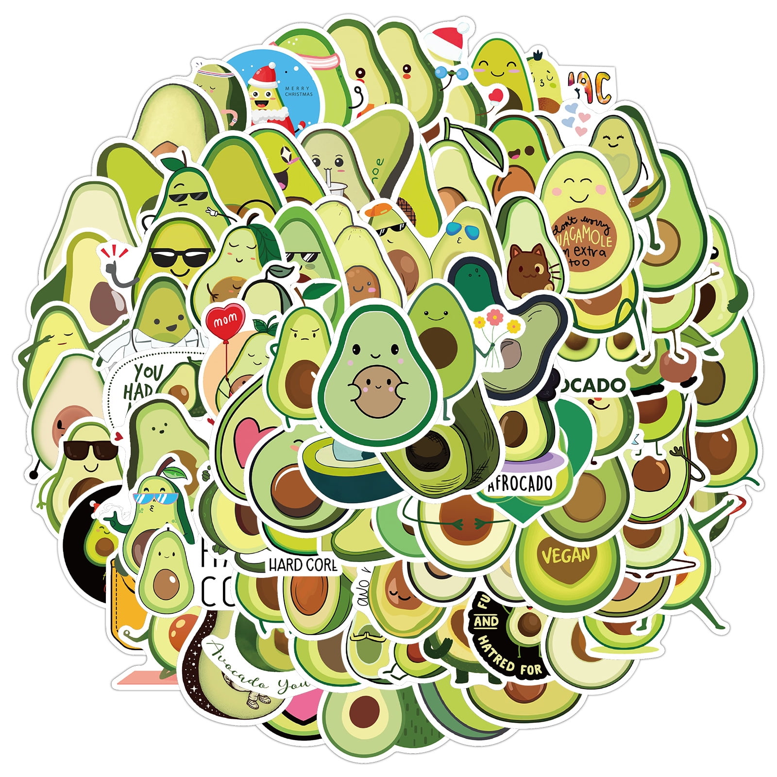 Avocado Sticker Waterproof Cute Cartoon Fruit Stickers Decals for ...