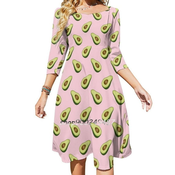 Avocado Sweet Elegant Dress Women Korean Kawaii Square Collar Dress ...