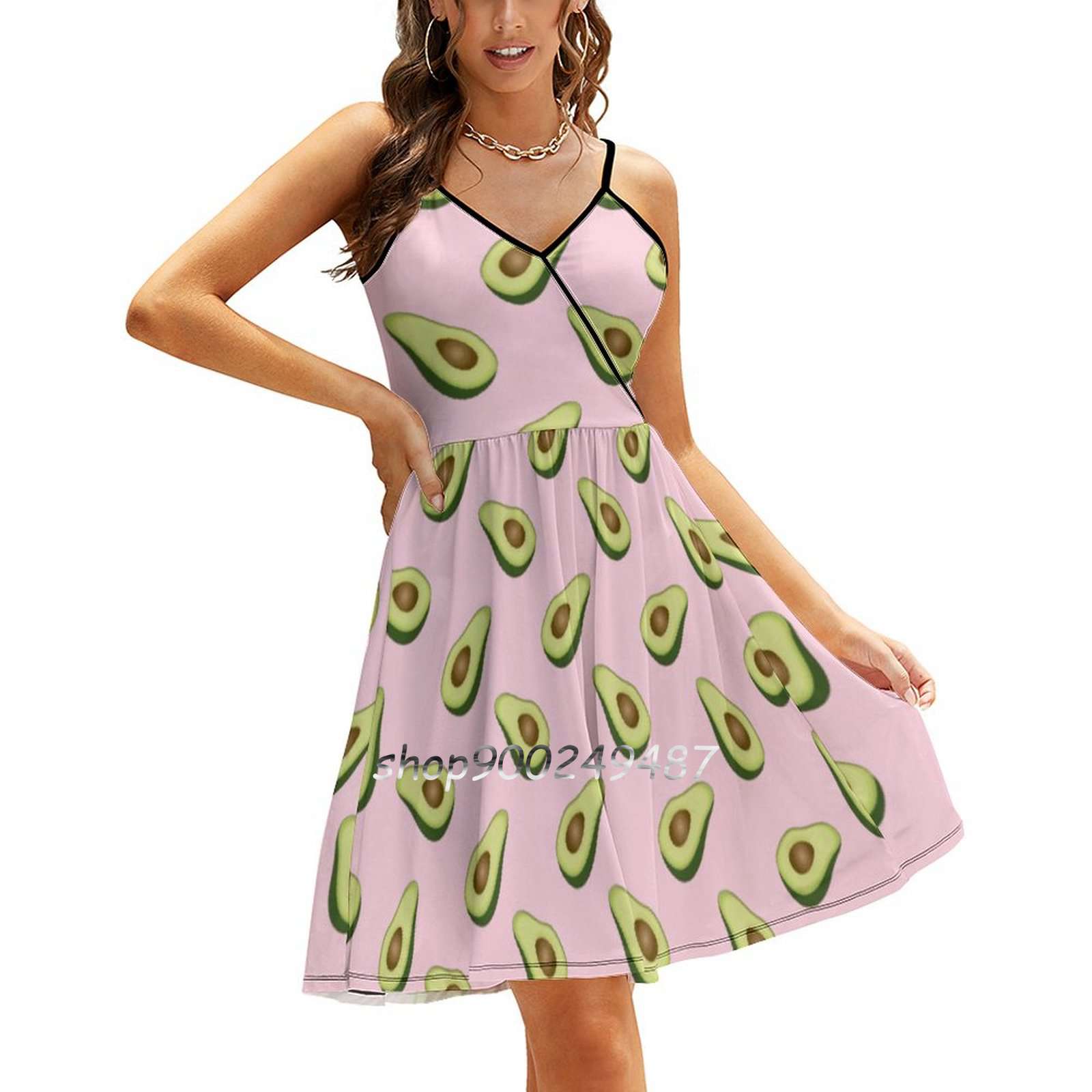 Avocado Sweet Elegant Dress Women Korean Kawaii Square Collar Dress ...