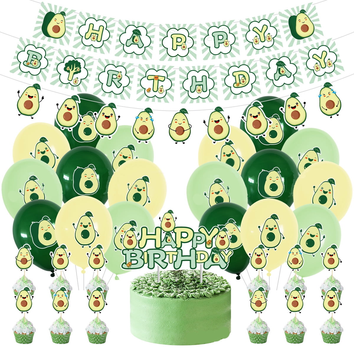 Avocado Theme Birthday Party Decoration with Avocado Print Balloon Set ...