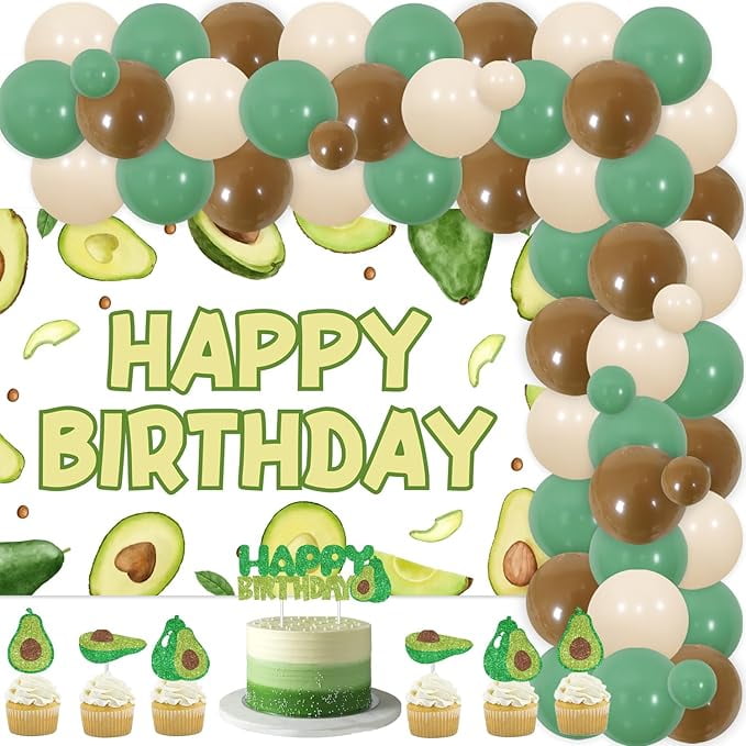 Avocado Themed Birthday Decorations Avocado Green Brown Balloon Garland ...