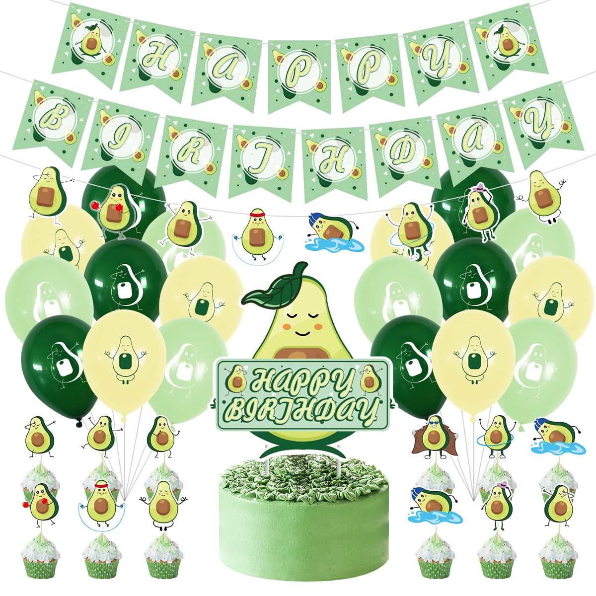 Avocado Themed Birthday Decorations, Avocado Party Supplies for Baby ...