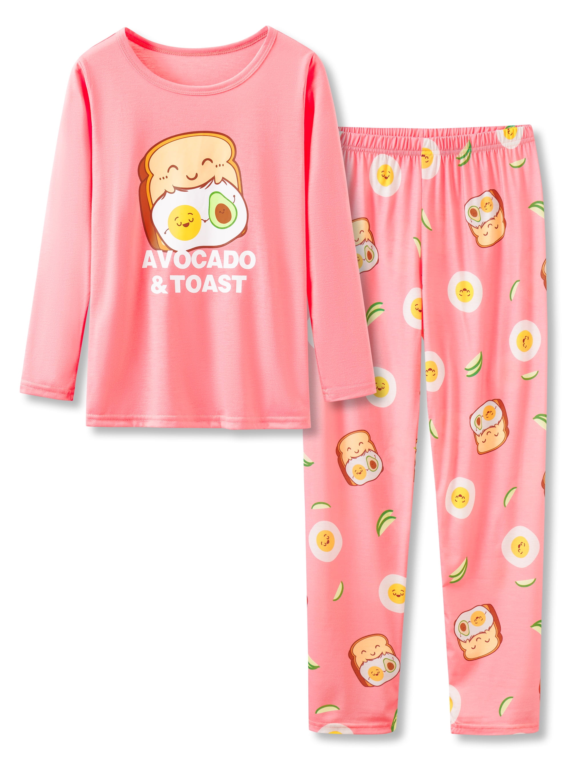 Avocado & Toast Pajamas for Tween Girls Soft Cute 2-Piece Fall / Autumn ...