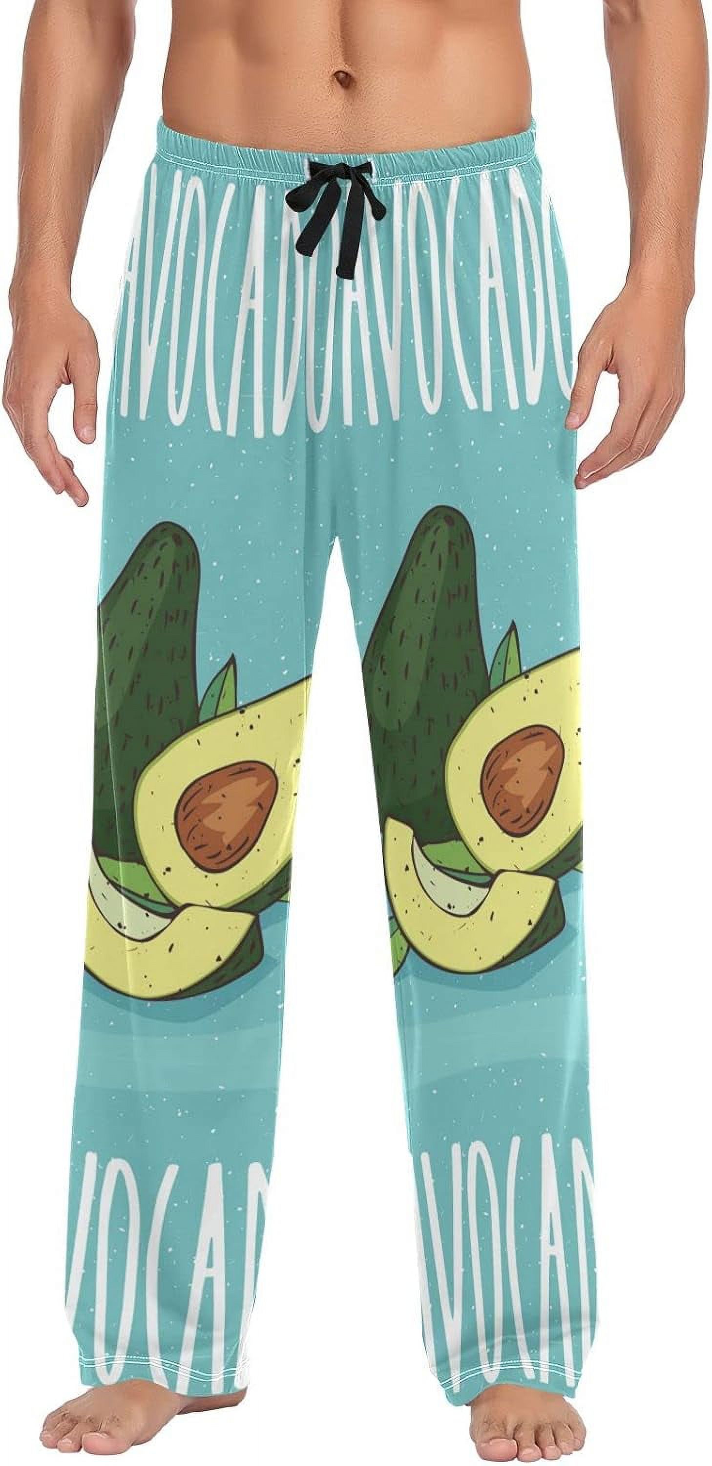 Avocado With Leaf On Blue Mens Pajama Pants Sleepwear Lounge Men's ...