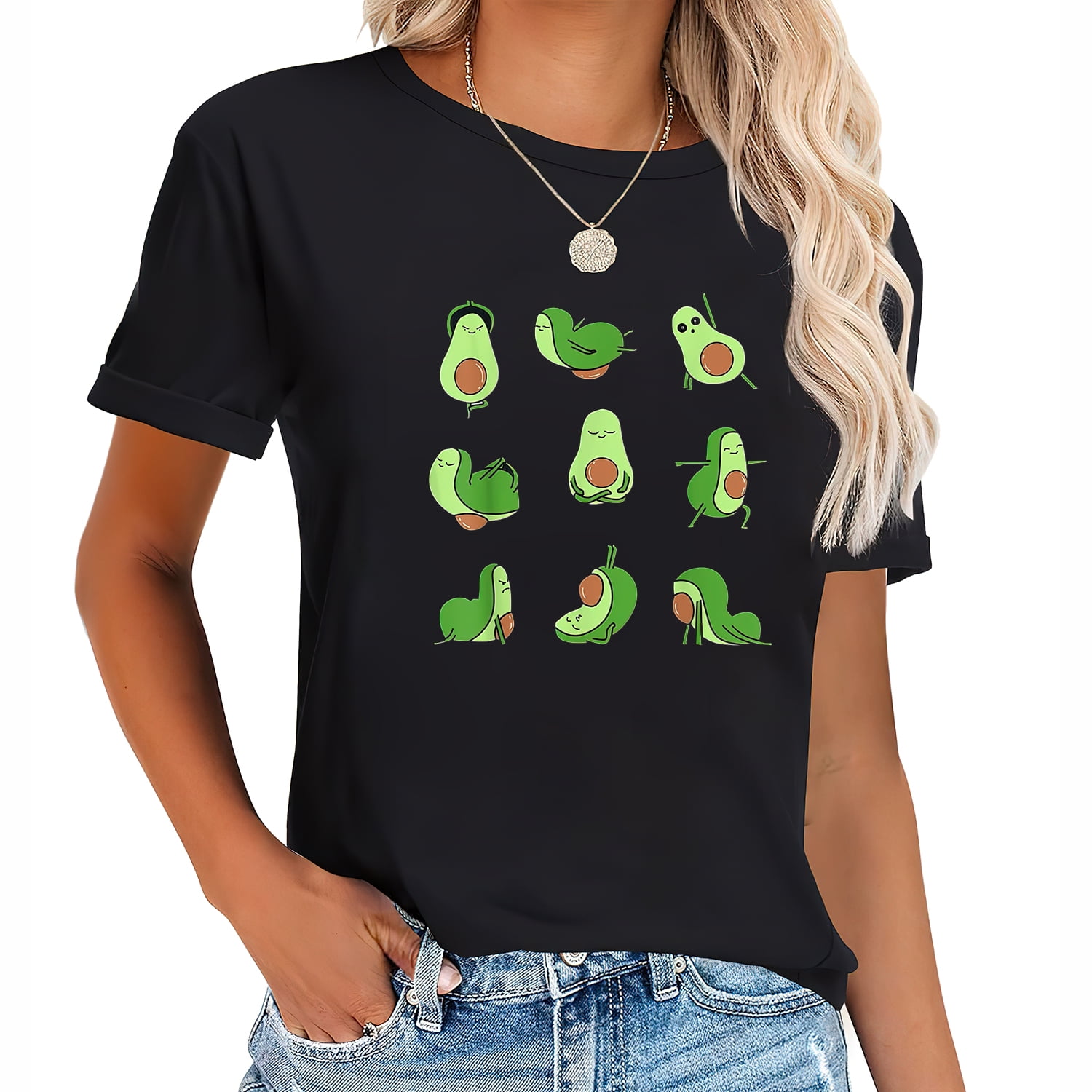 Avocado Yoga Asana Pose Meditation Funny Avocado Fitness T-Shirt ...