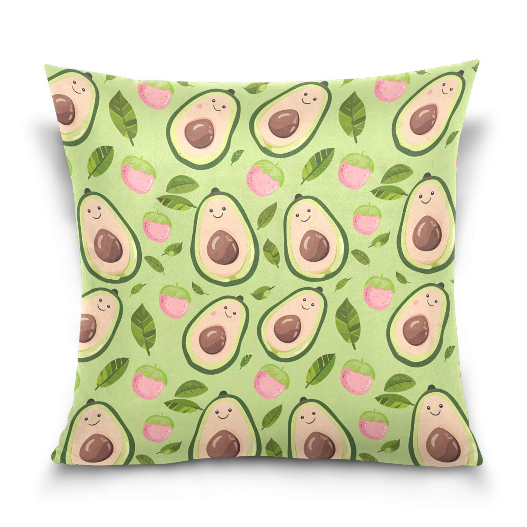Avocado and Cute Strawberry Throw Pillow Covers Couch Pillowcases Decor ...