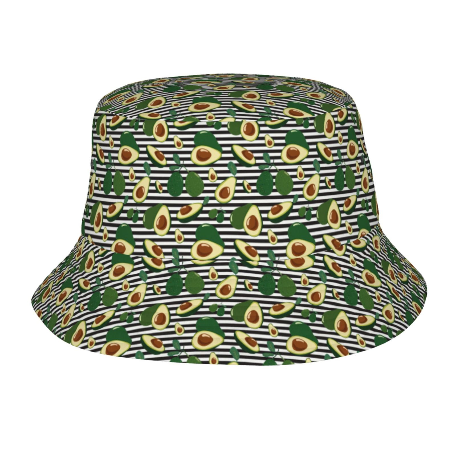 Avocado on Stripe Bucket Hats for Men Women Beach Sun Hat Outdoor ...