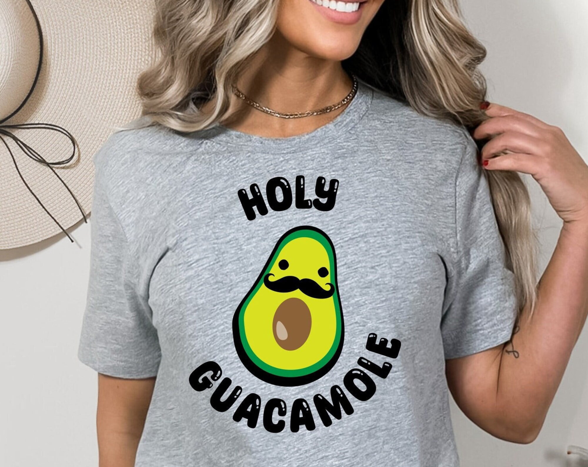 Avocado with Mustache Holy Guacamole T Shirt Funny Avocado Shirt with ...