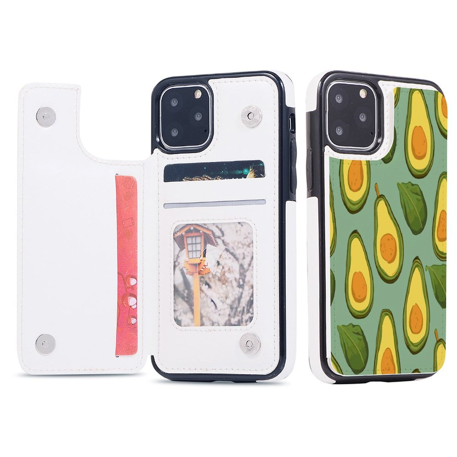 Avocados, Green Leather Wallet Case for iPhone 16 15 14 13 12 11 Pro Max Wallet Case Card Holder ...