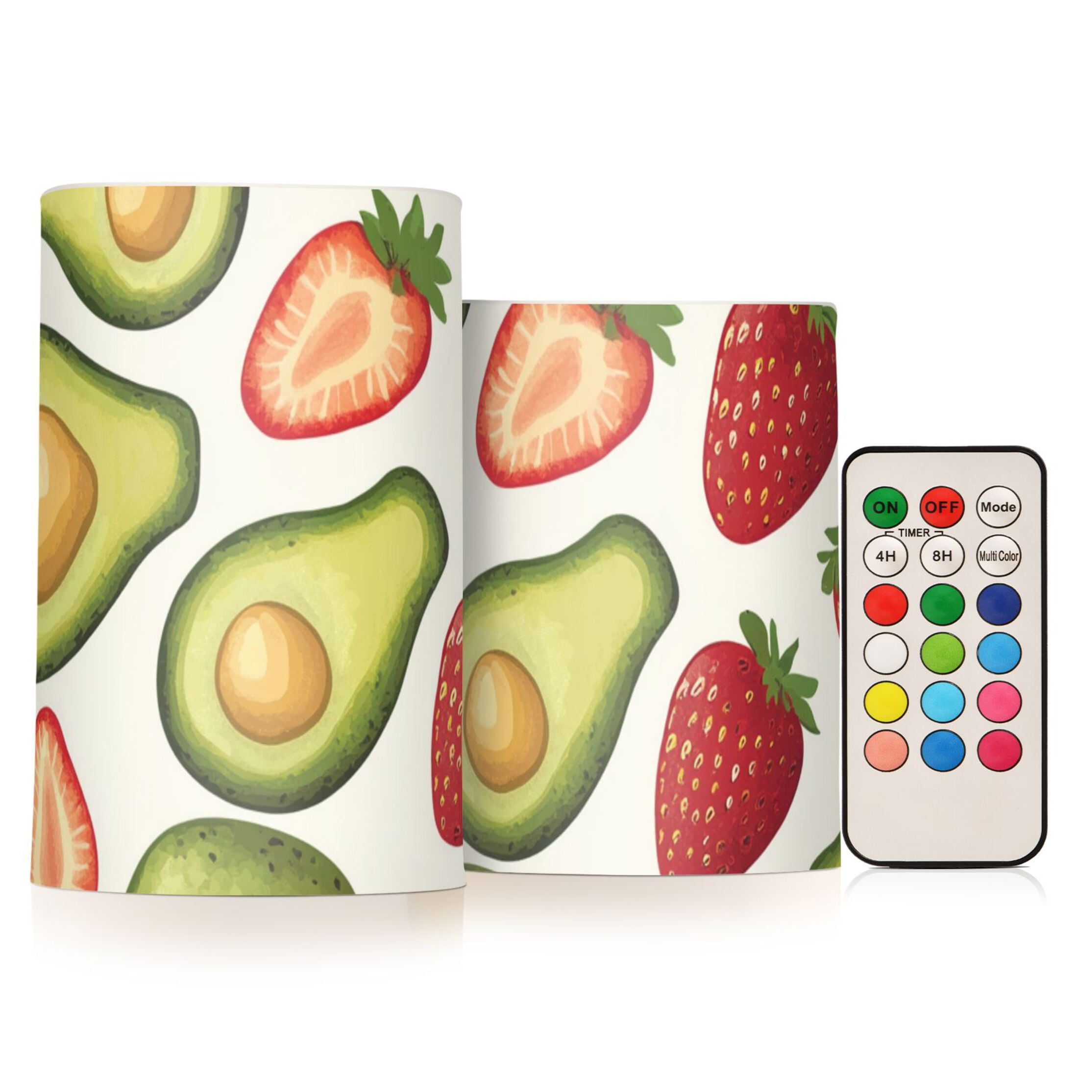 Avocados Strawberries Hand Drawn Flickering Flameless Candles LED ...