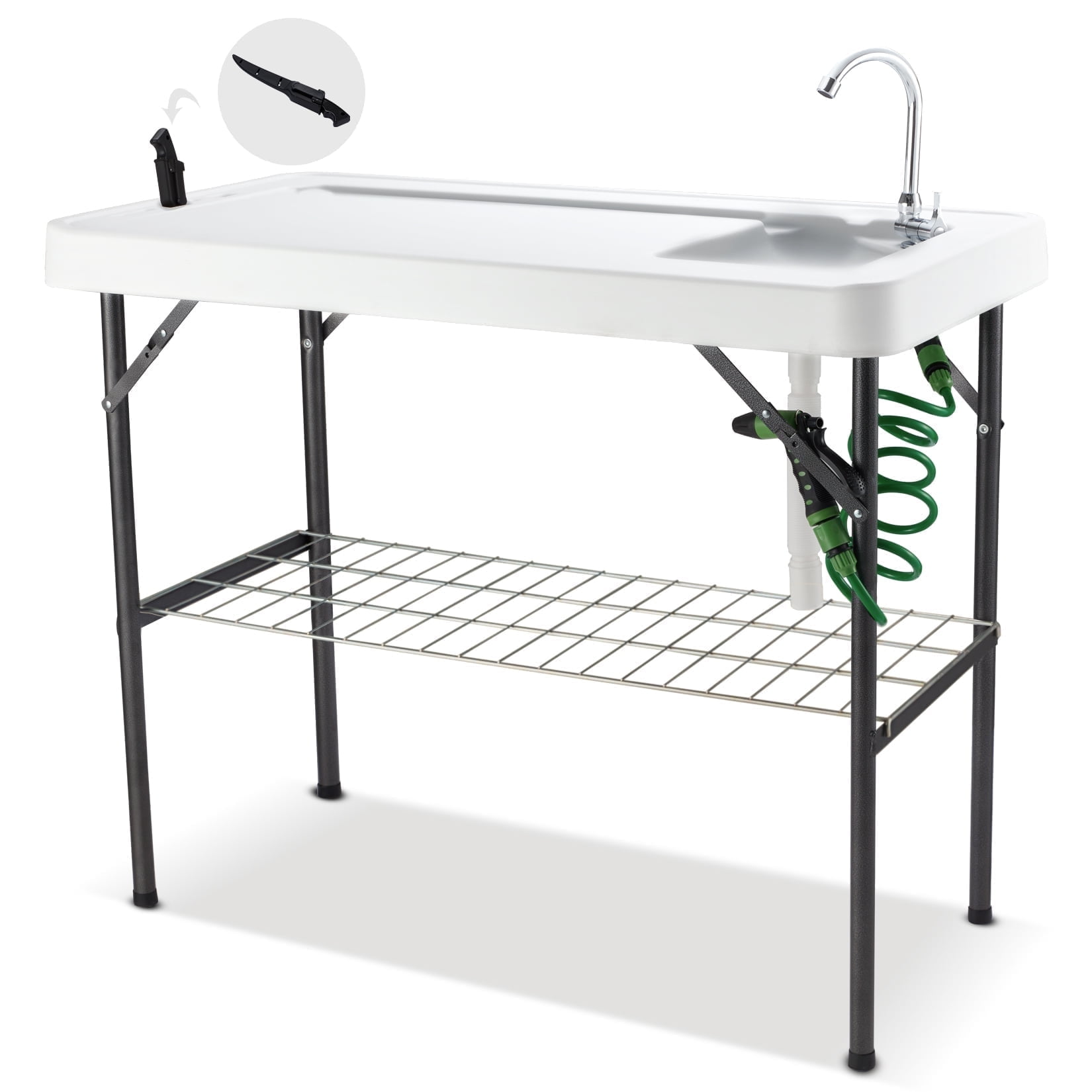 Avocahom Folding Fish Cleaning Table,Portable Sink with Faucet Drainage ...