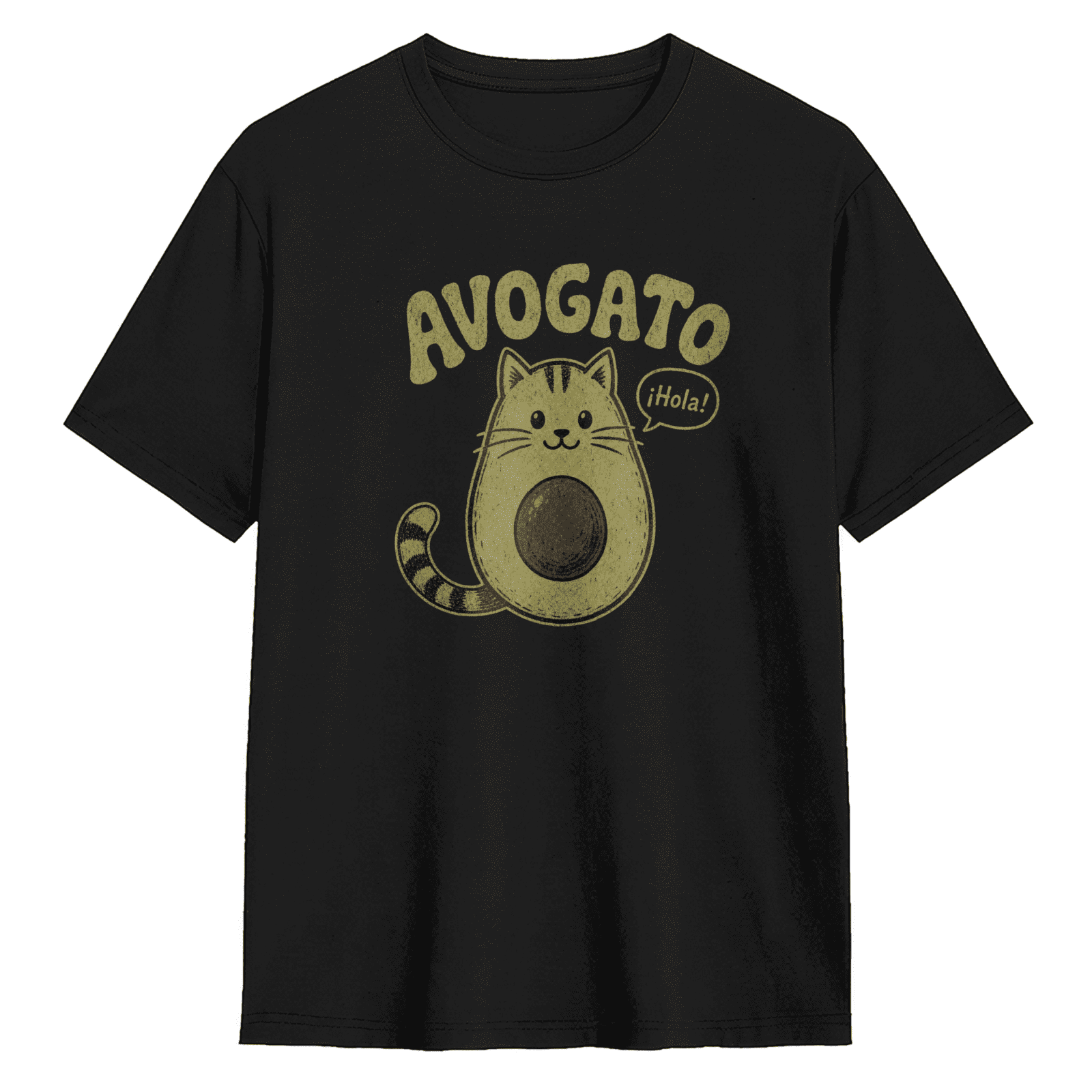 Avogato Hola Cat Avocado Pun Funny Graphic Tee for Men and Women, Cat ...