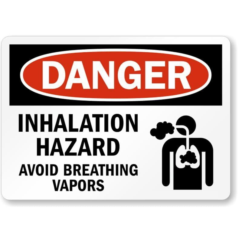Avoid Breathing Vapors Danger Weatherproof Metal Aluminum Sign Size: 16 ...