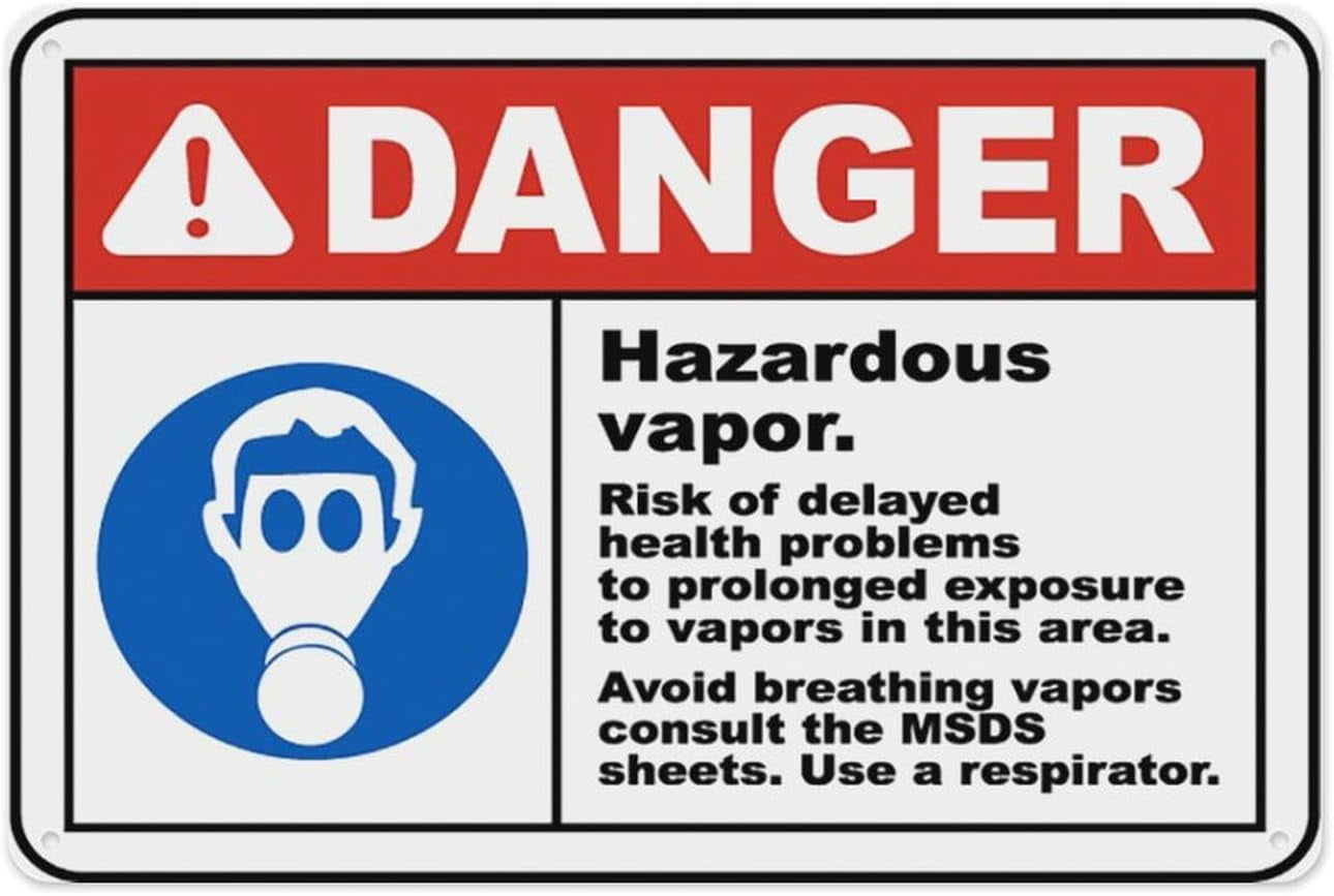 Avoid Breathing Vapors Sign 8"x12" - Aluminum Tin Warning for Home ...