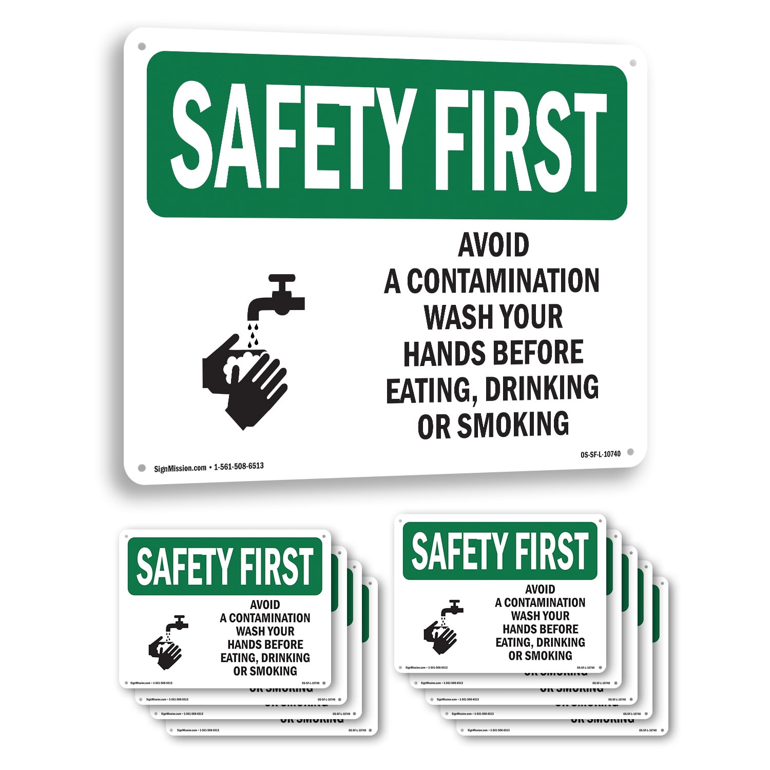 Avoid Contamination Wash Hands OSHA SAFETY FIRST Aluminum Sign 10 Inch ...