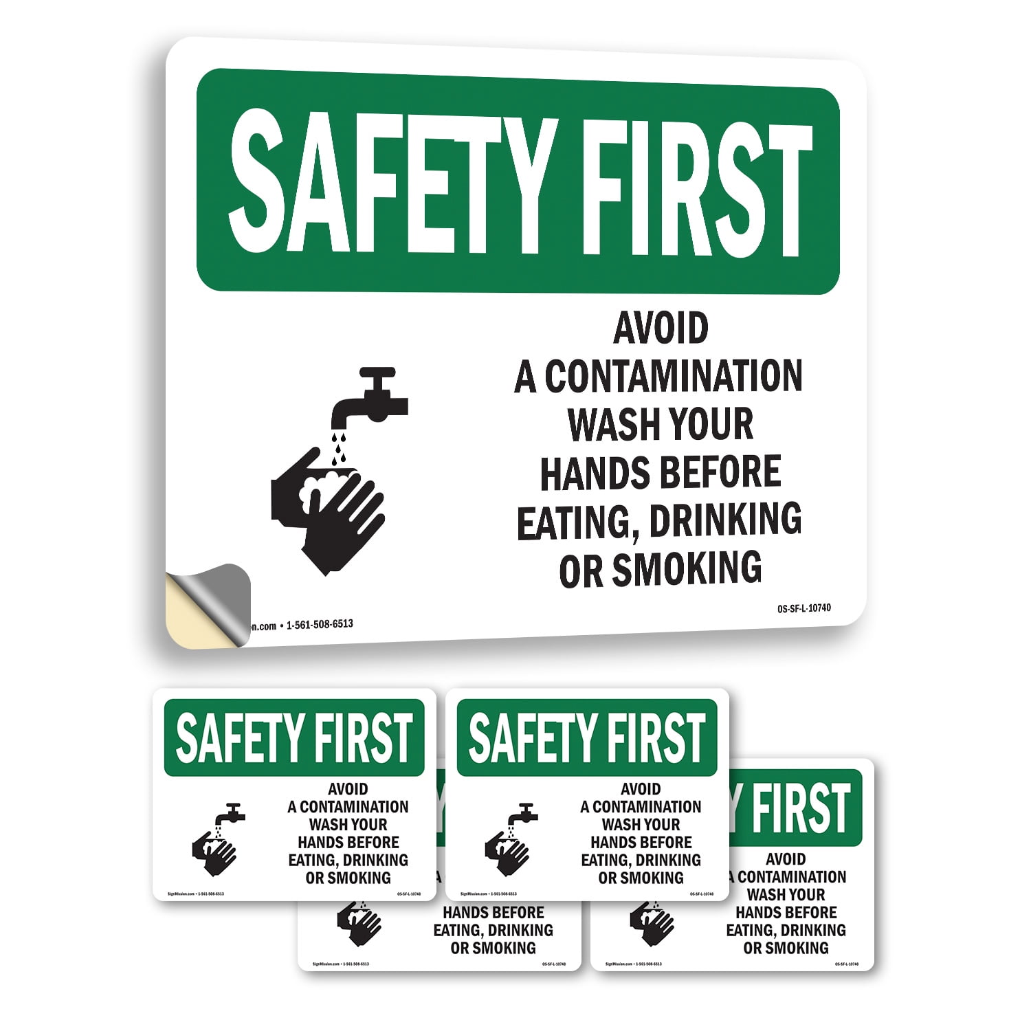 Avoid Contamination Wash Hands OSHA SAFETY FIRST Vinyl Decal Label 7 ...