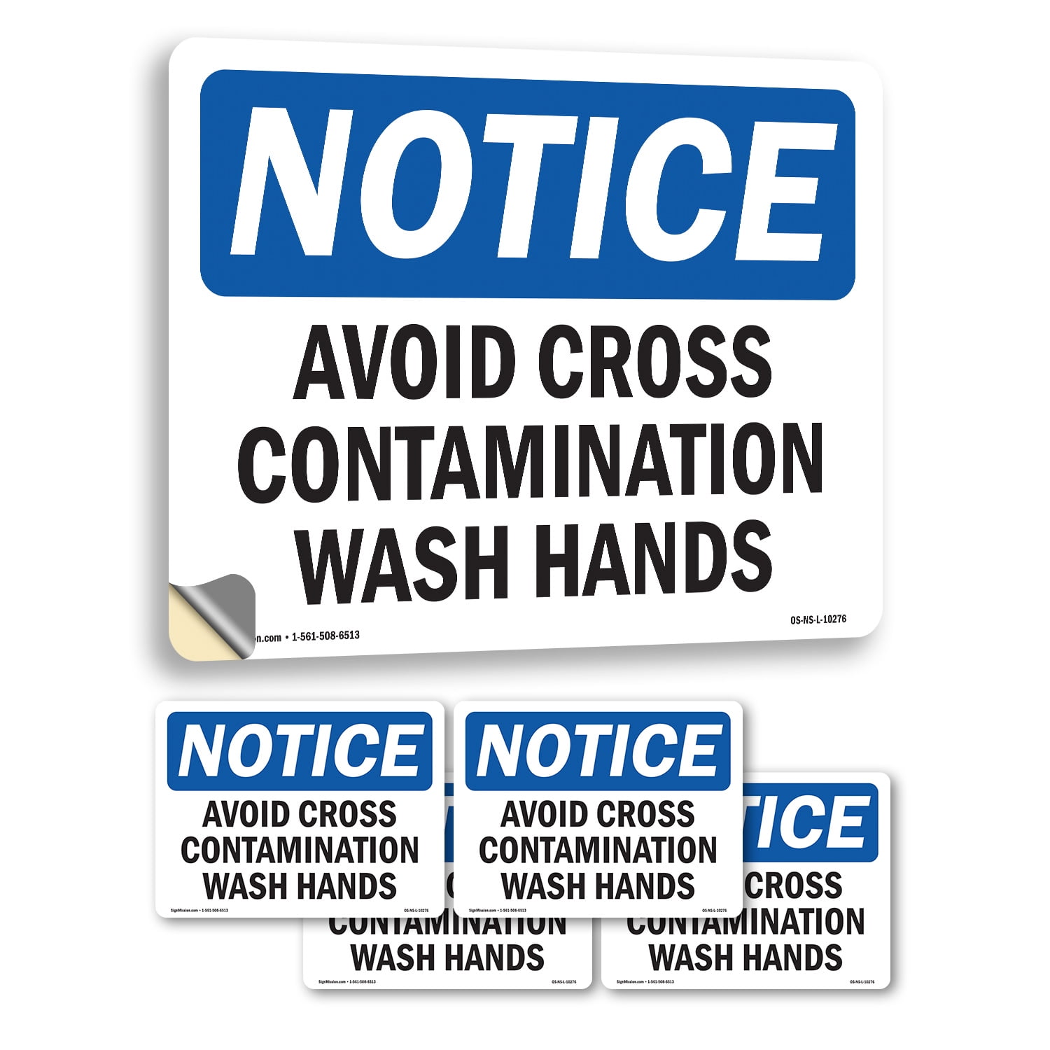 Avoid Cross Contamination Wash Hands OSHA Notice Vinyl Decal Label 18 ...