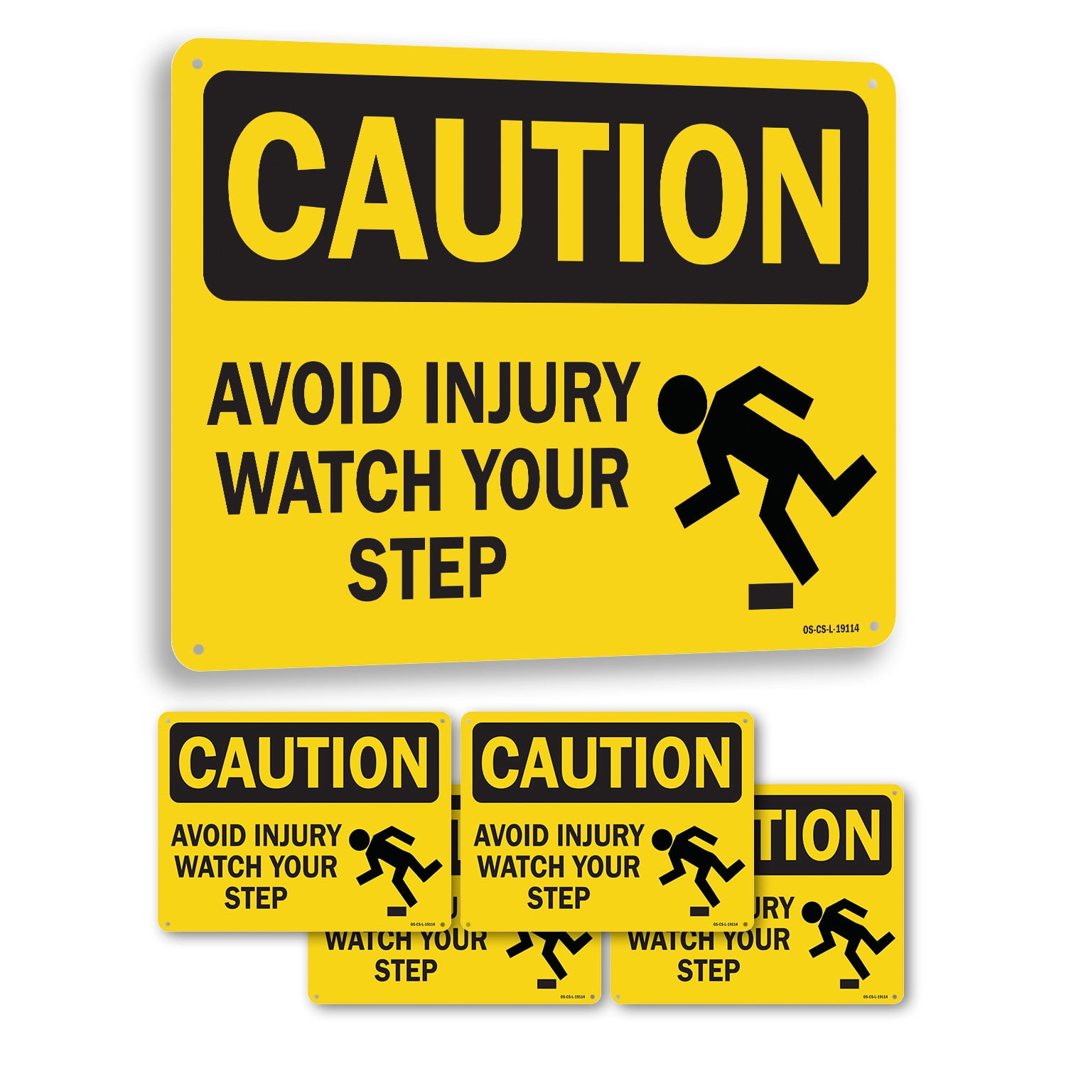 Avoid Injury Watch Your Step with Graphic OSHA Caution Aluminum Sign 14 ...