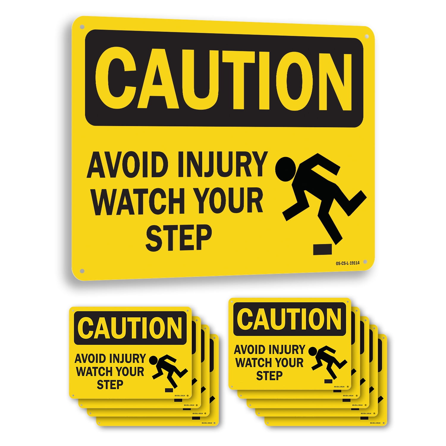 Avoid Injury Watch Your Step with Graphic OSHA Caution Rigid Plastic ...