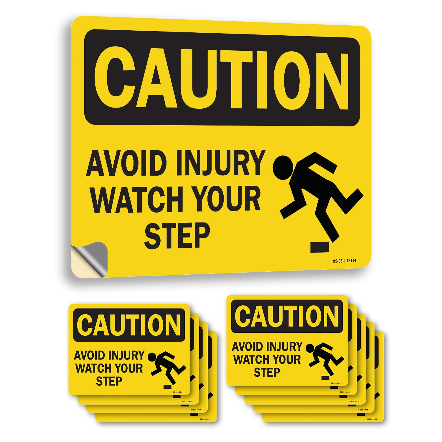 Avoid Injury Watch Your Step with Graphic OSHA Caution Vinyl Decal ...