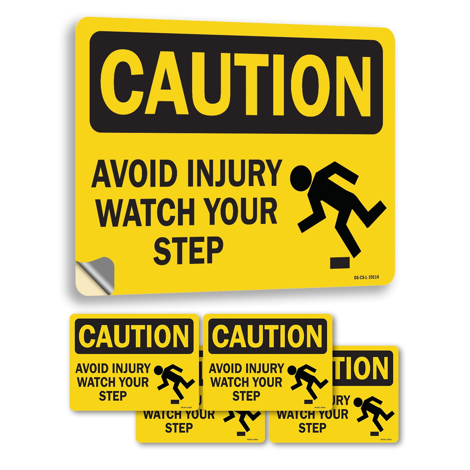 Avoid Injury Watch Your Step with Graphic OSHA Caution Vinyl Decal ...