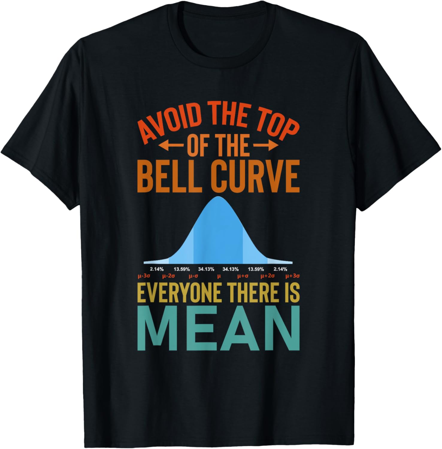 Avoid The Top Of The Bell Curve - Data Scientist Statistics T-Shirt ...